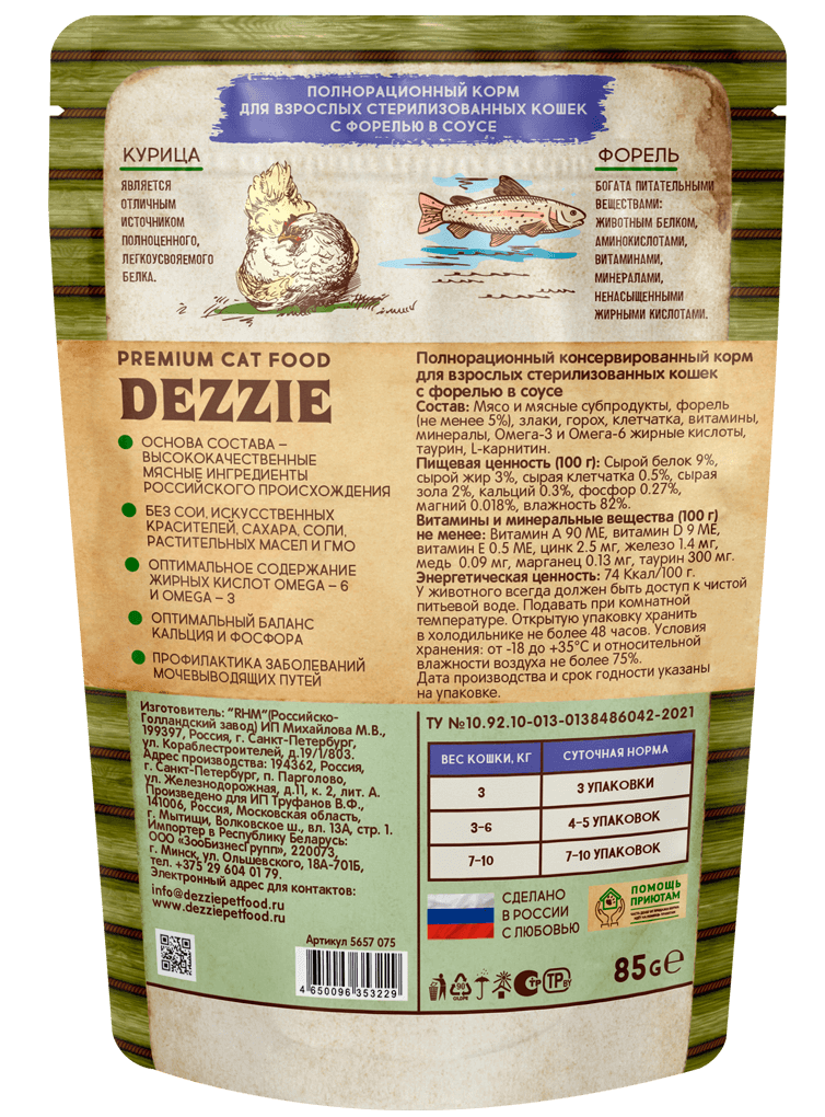 Корм DEZZIE для стерилизованных кошек — это премиум качество ...